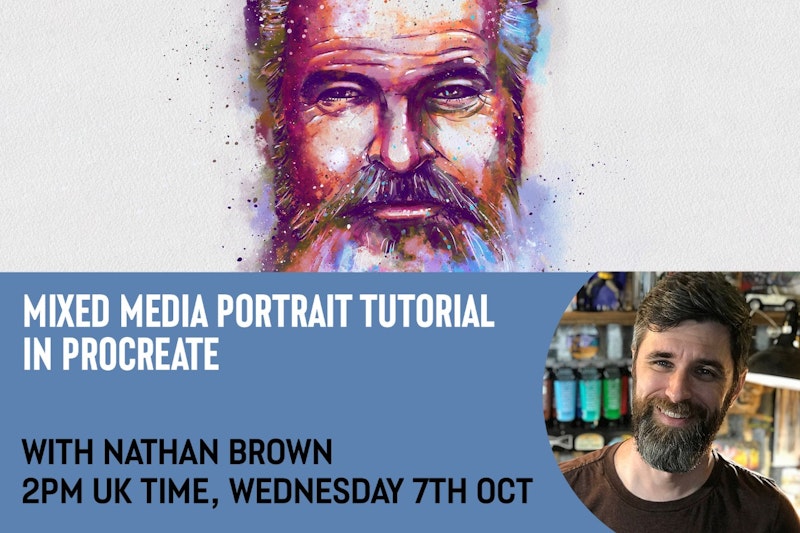 Mixed Media Portrait Tutorial in Procreate with Nathan Brown - Crowdcast