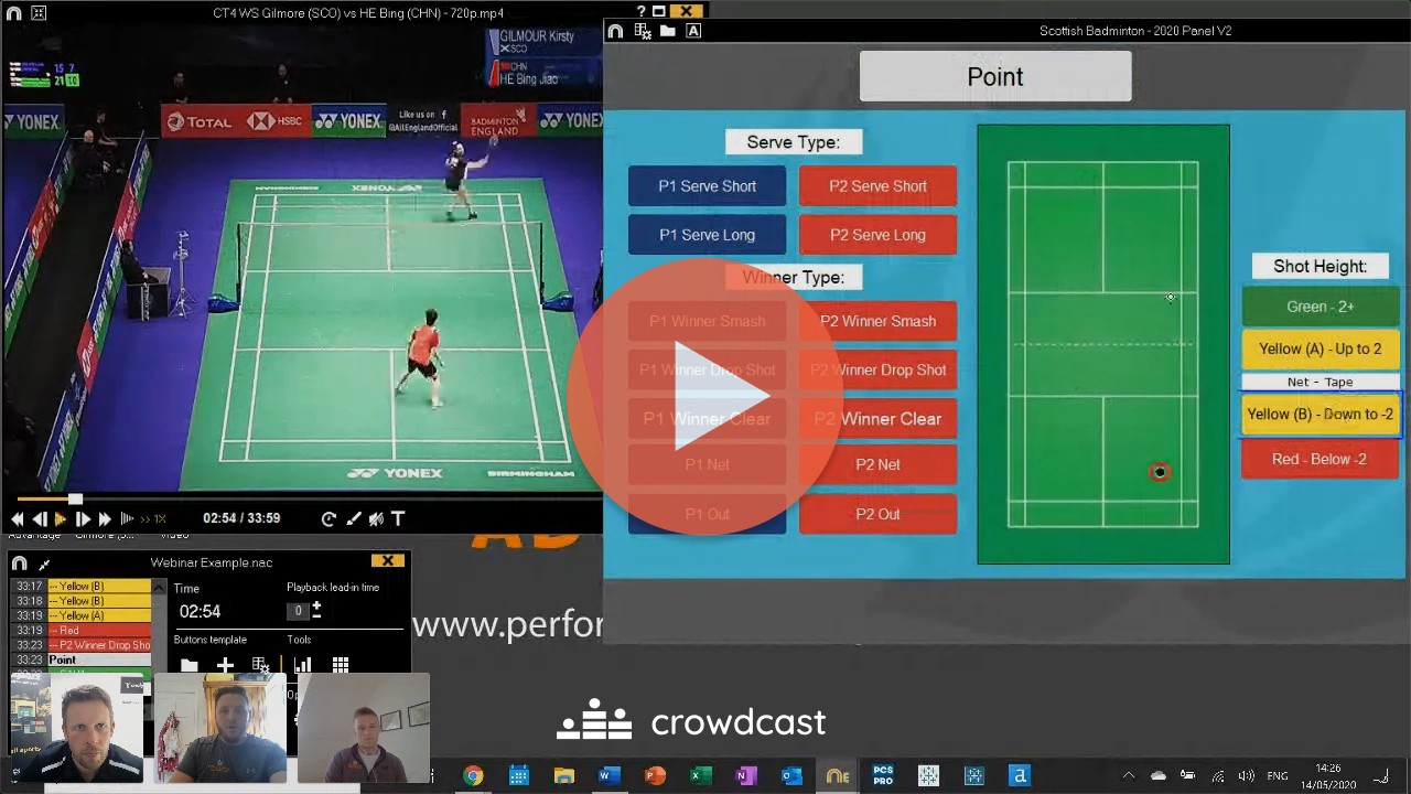 Collecting Badminton data using the Nacsport graphic descriptor tool